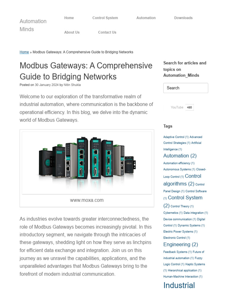 Modbus Gateways A Comprehensive Guide To Bridging Networks Automation Minds Pdf Internet