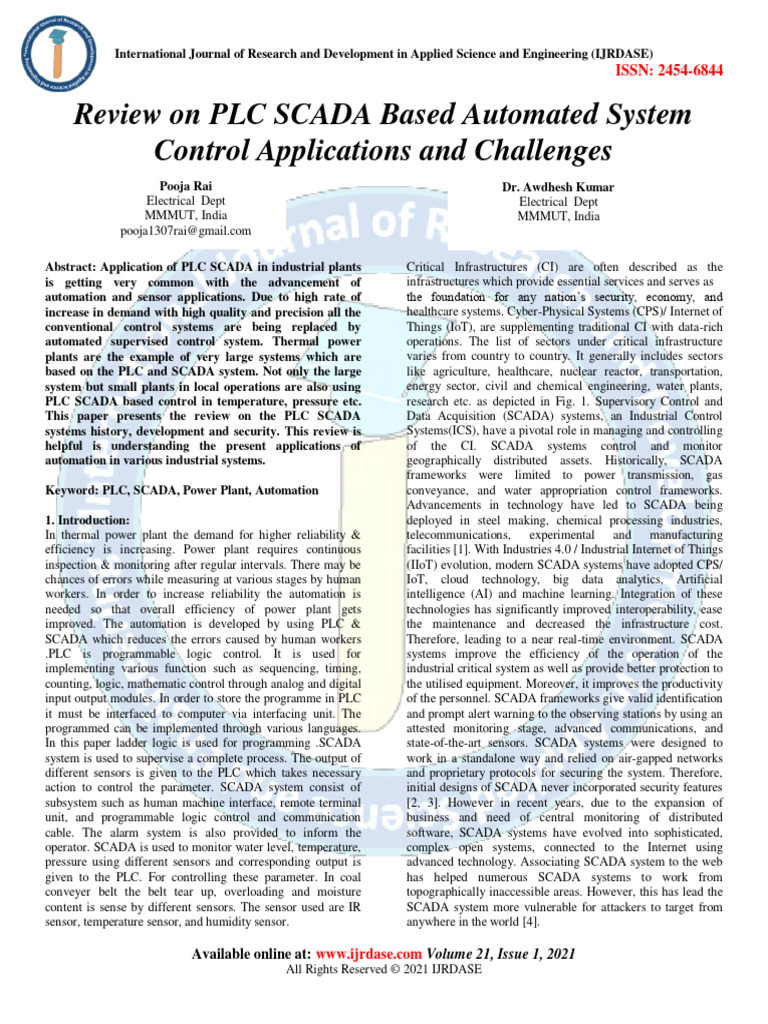 PLC SCADA in Industrial Automation | PDF