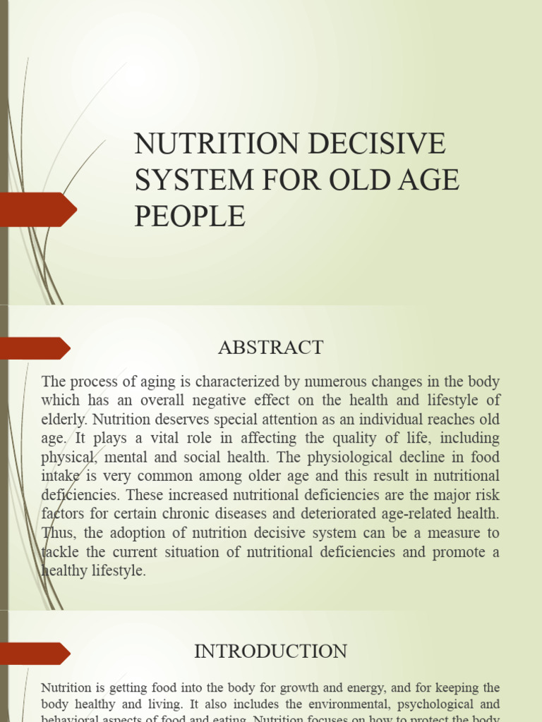 Nutrition Decisive System For Old Age People | PDF