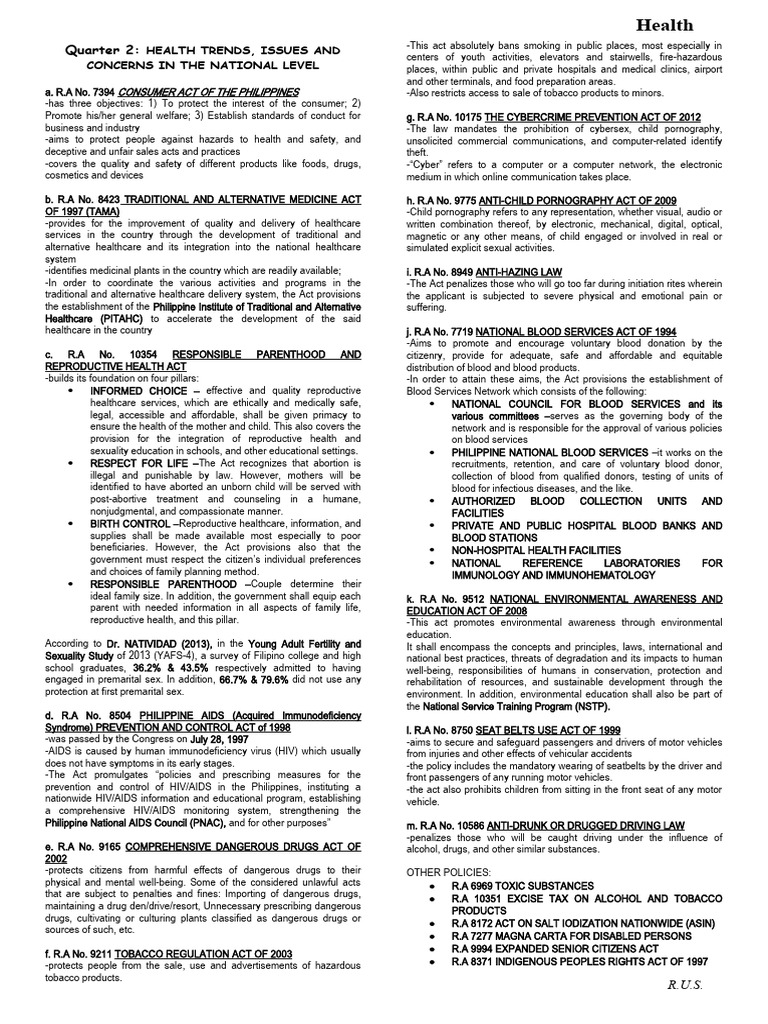 HandOut HEALTH10 2ndquarter | PDF | Health Care | Alternative Medicine