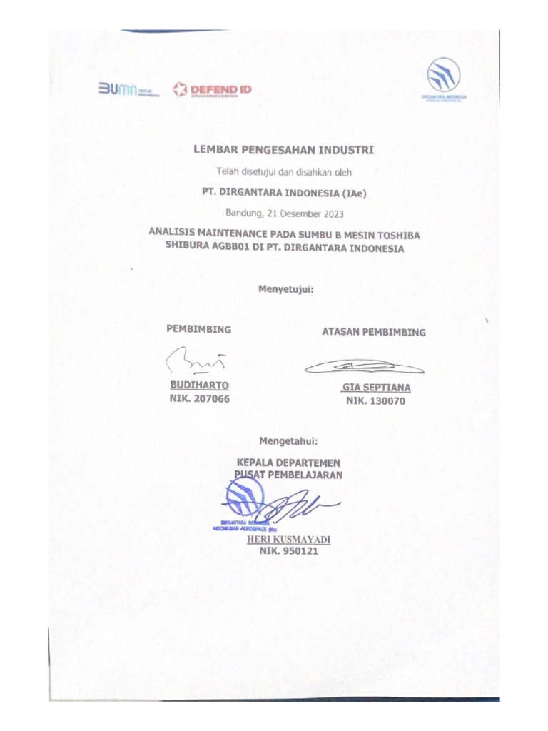 Lembar Pengesahan Industri | PDF