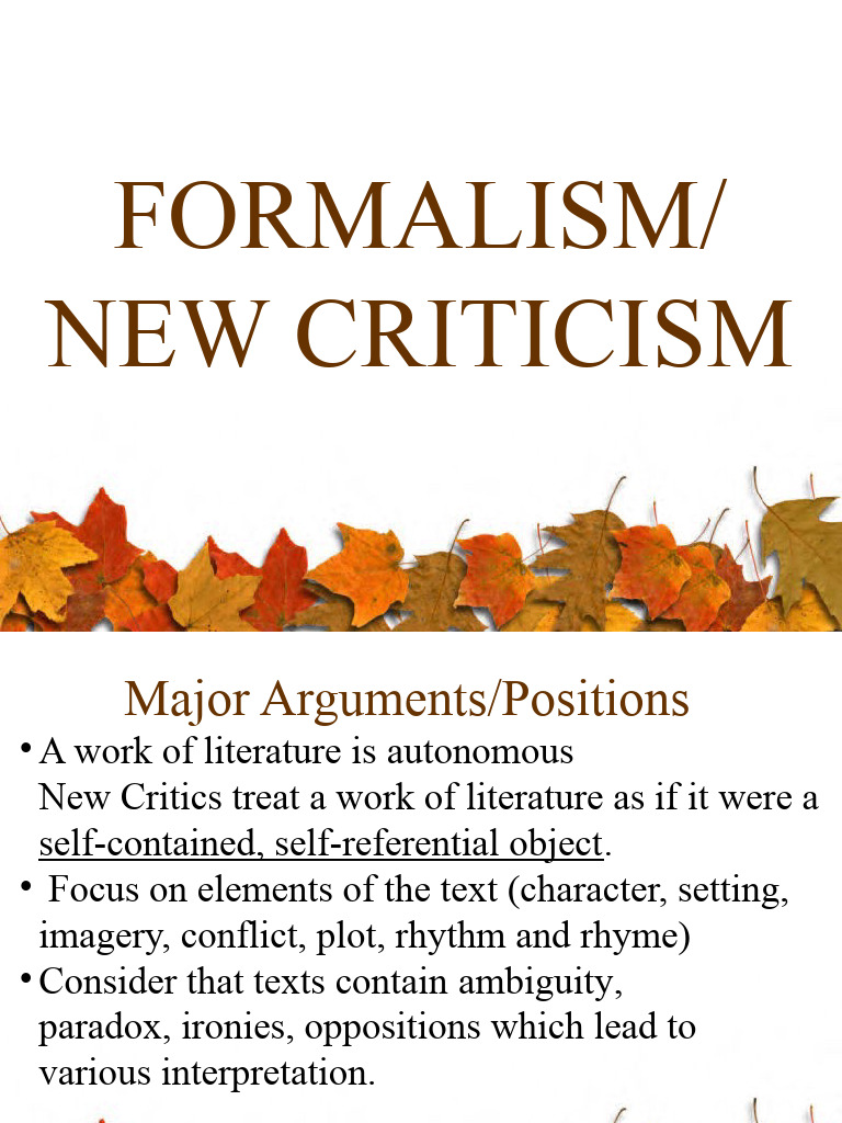 New Criticism and Formalism PPT - PPT - 20240224 - 120834 - 0000 | PDF | Literary Theory ...