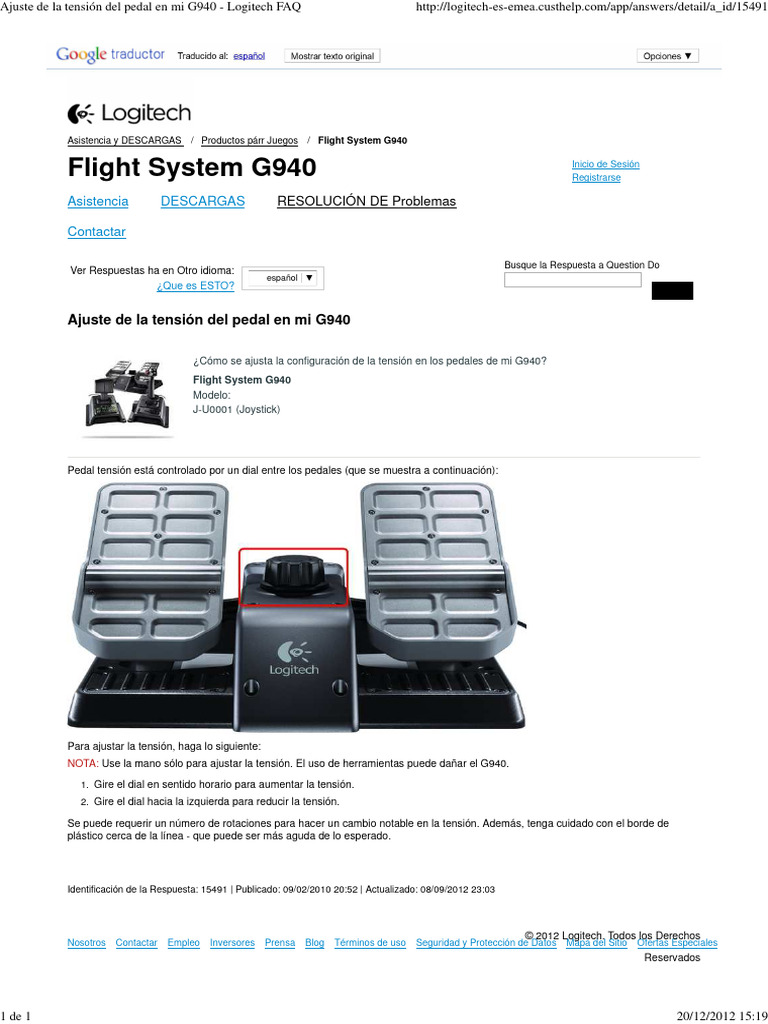 Ajuste de La Tensión Del Pedal en Mi G940 - Logitech FAQ | PDF ...