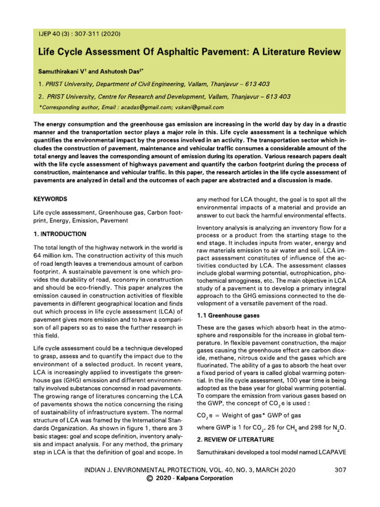 Lca of Flexible Pavement A Review | PDF