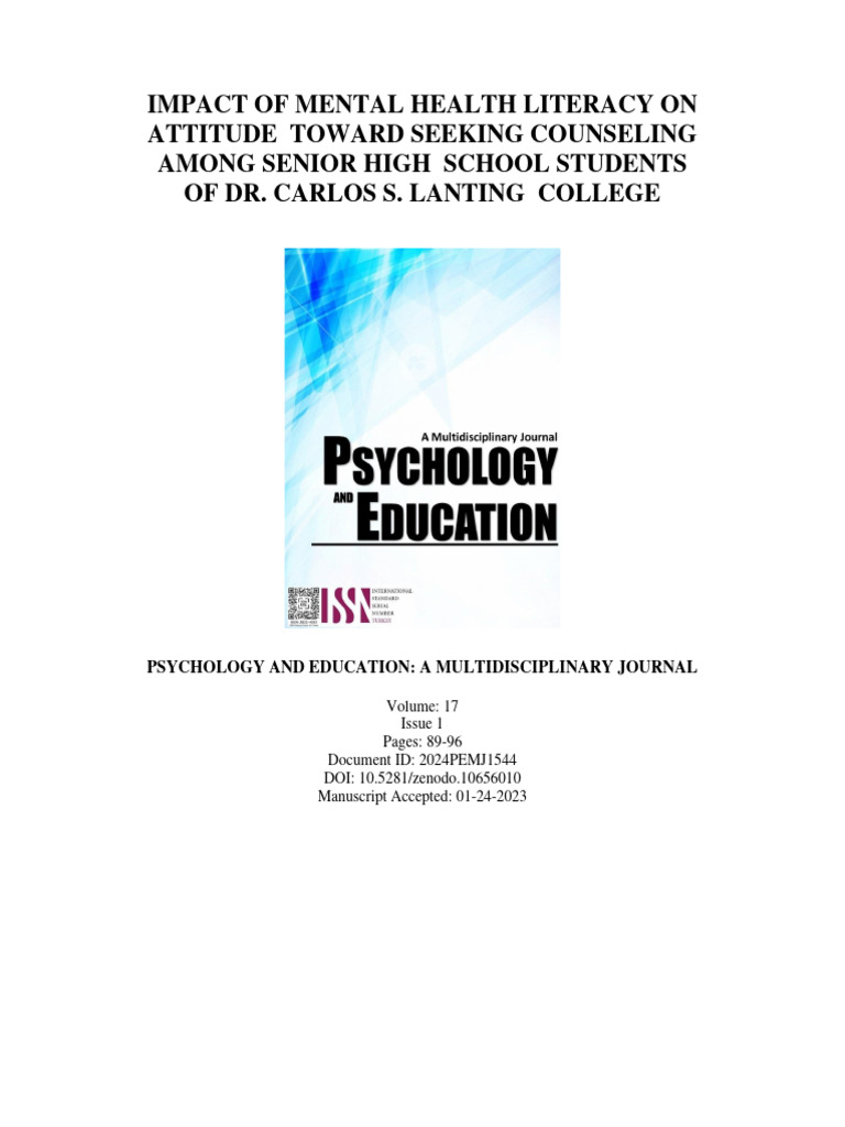 Mental Health Literacy and Counseling Attitudes | PDF | Attitude ...