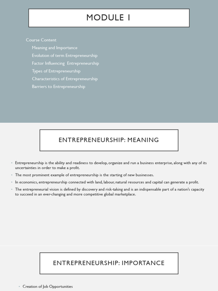 Entrepreneurship Module 1 | PDF