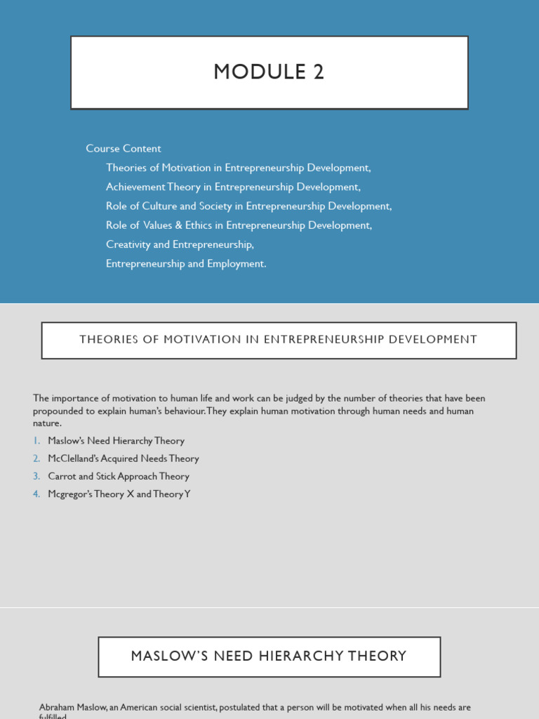 Entrepreneurship Module 2 | PDF | Motivation | Motivational