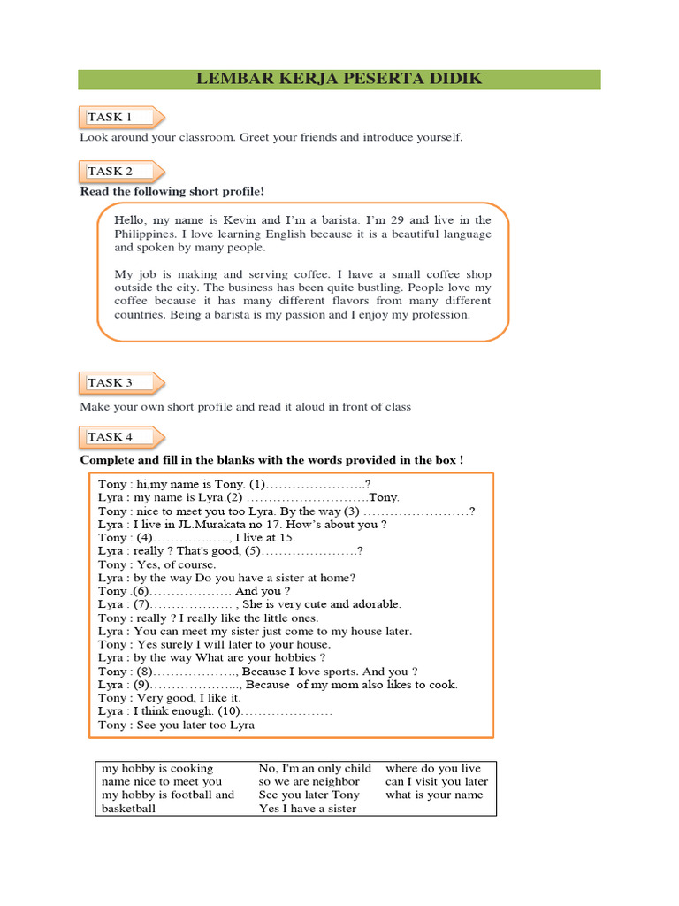 LKPD Self Introduction | PDF | Human Communication | Linguistics