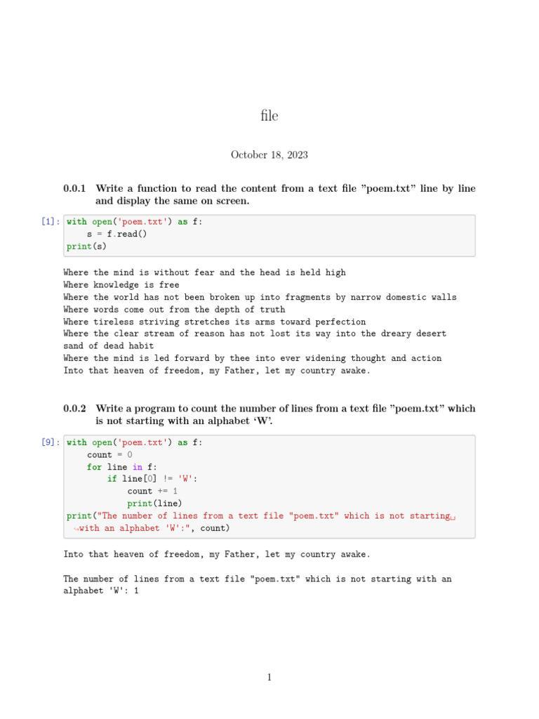 7-b) File Handling Examples | PDF