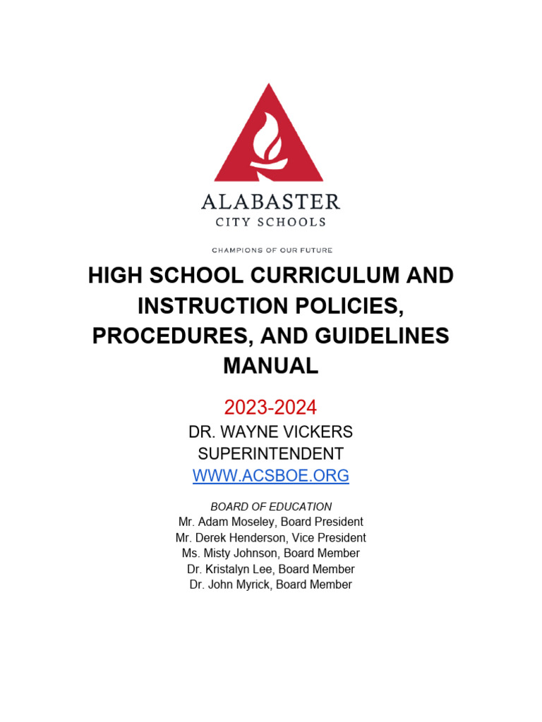 23.24 High School Curriculum and Instruction Manual Final Draft | PDF