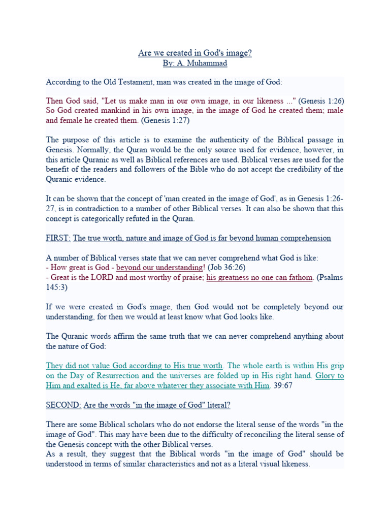 Are We Created in God's Image | PDF | Image Of God | God