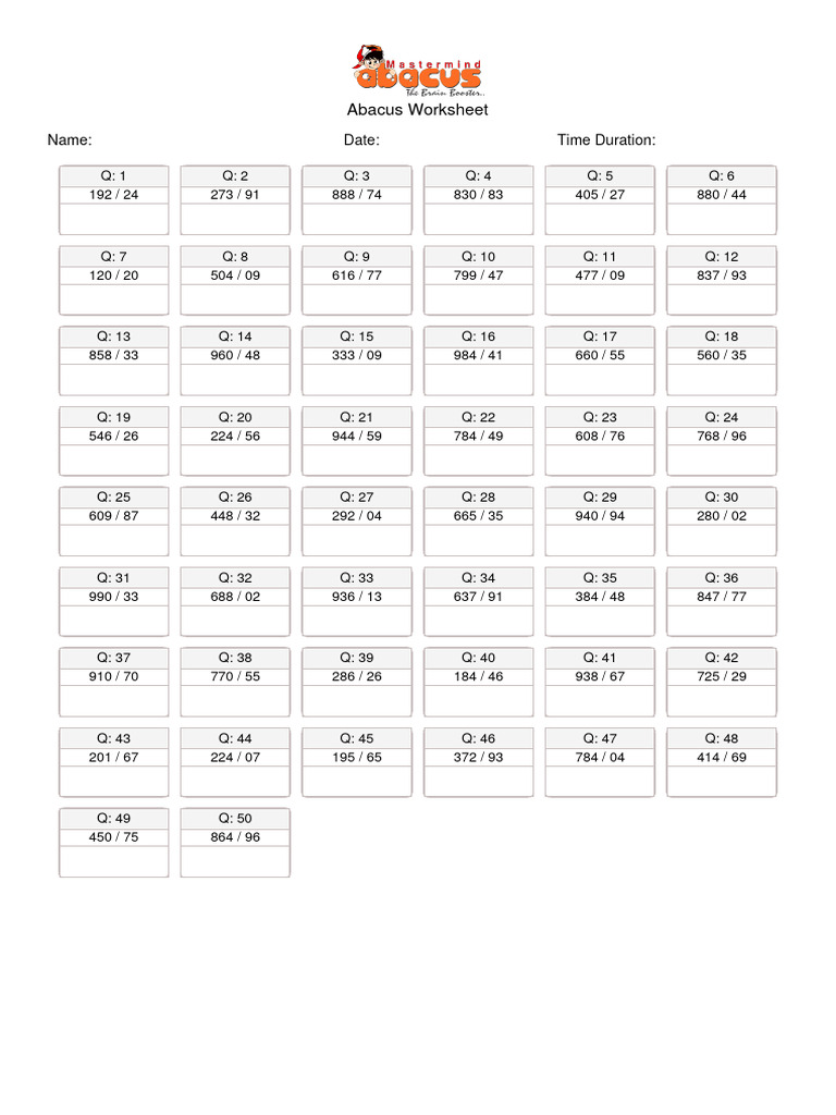 Exercices de division par 50 | PDF