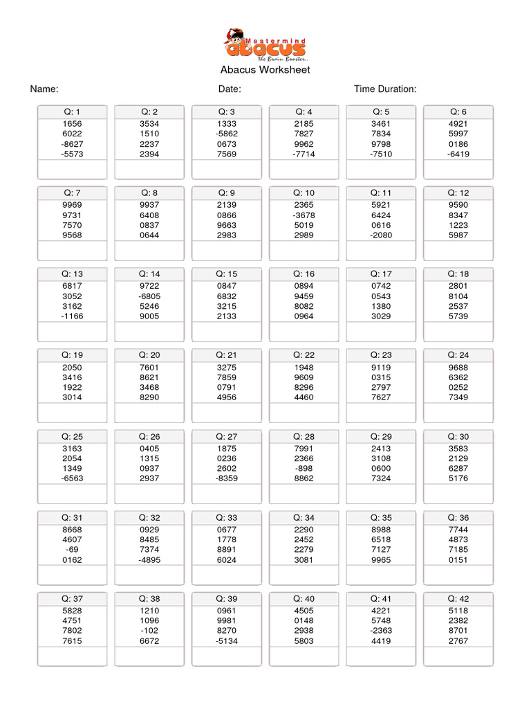 Addition Subtraction 100 | PDF