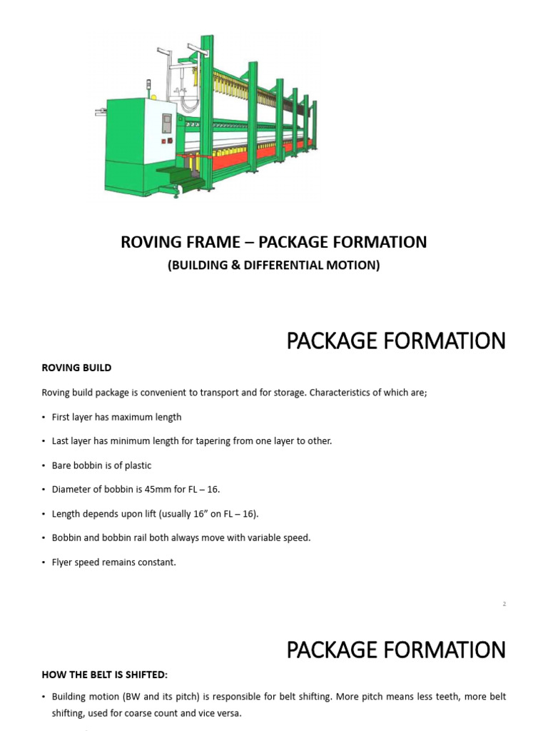 Roving Frame - Package Formation | PDF | Belt (Mechanical) | Gear