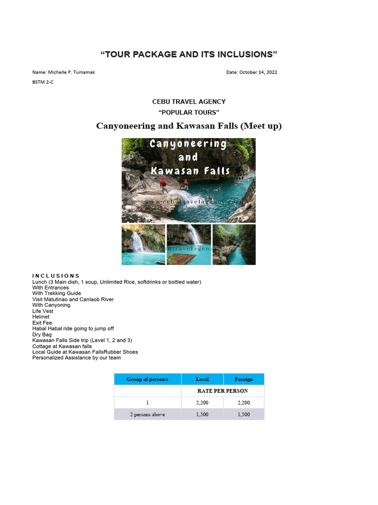 Tour Package and Its Inclusions | PDF | Cebu