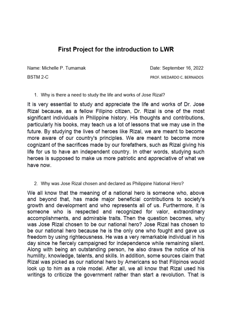 First Project For The Introduction To LWR | PDF