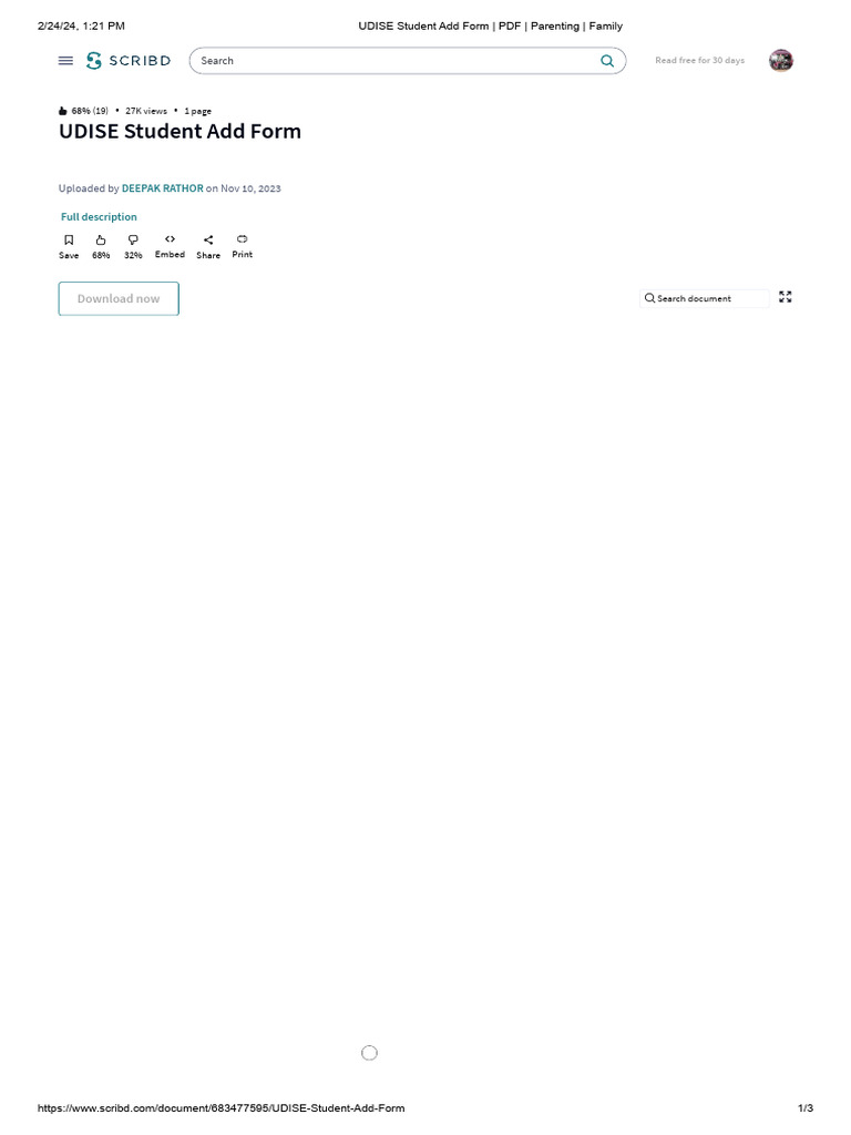 UDISE Student Add Form - PDF - Parenting - Family | PDF