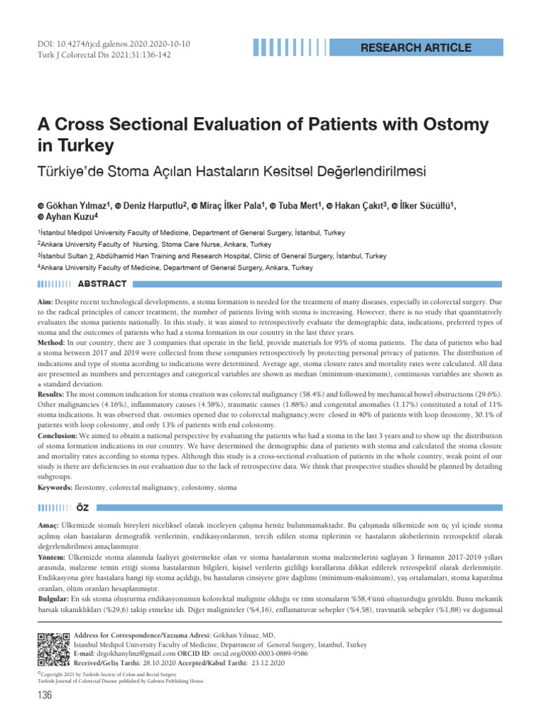 A Cross Sectional Evaluation of Patients With Ostomy | PDF