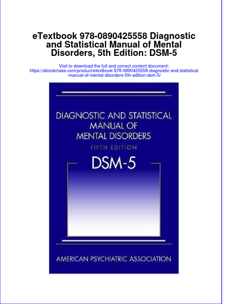 Ebook PDF Etextbook 978 0890425558 Diagnostic and Statistical Manual of ...