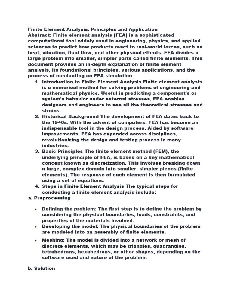 Finite Element Analysis Principles And Application Pdf Finite Element Method Fluid Dynamics