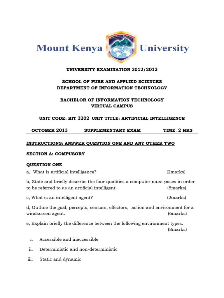 Bit 3202 Artificial Intelligence (Supp) | PDF