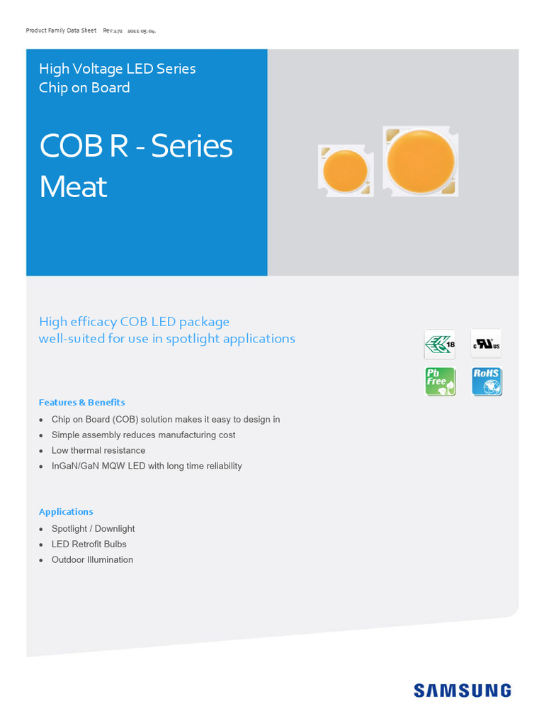 Data Sheet COB R-Series Meat Rev.1.72 | PDF