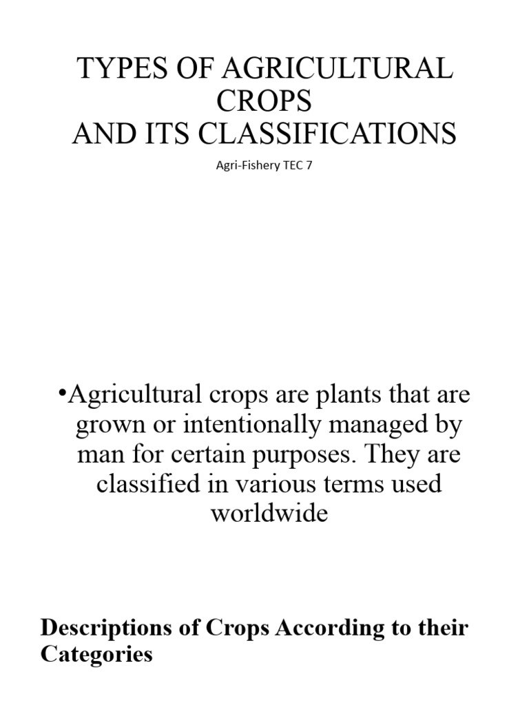 Types of Agricultural Crops | Download Free PDF | Perennial Plant | Plants