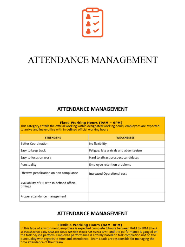 Attendance Policy Overview | PDF | Working Time | Business Ethics