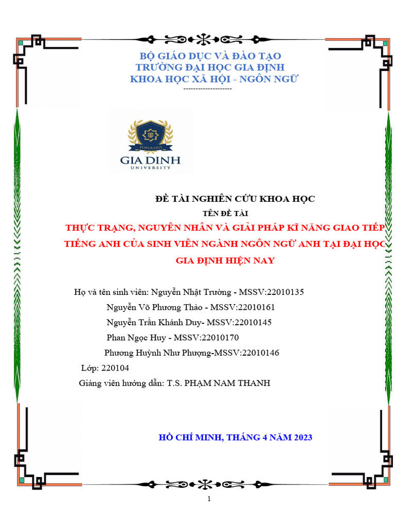 Demo Tiểu Luận Kthp Nckh | PDF