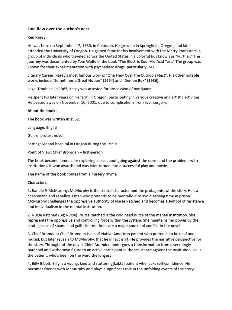 One Flew Over The Cuckoos Nest | PDF