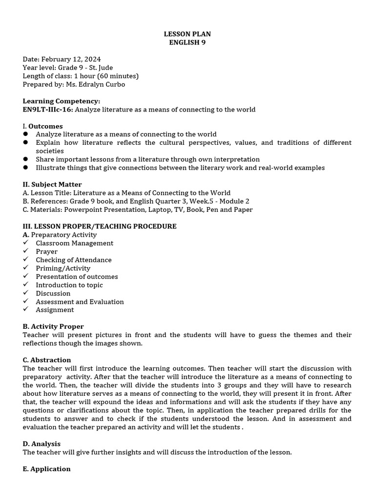 LP Analyze Literature As A Means of Connecting To The World | PDF ...