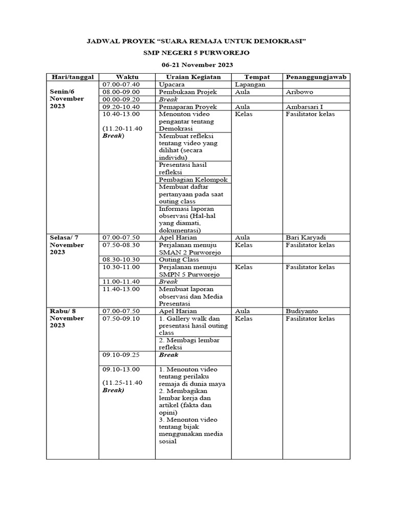 Jadwal Proyek - Fix | PDF
