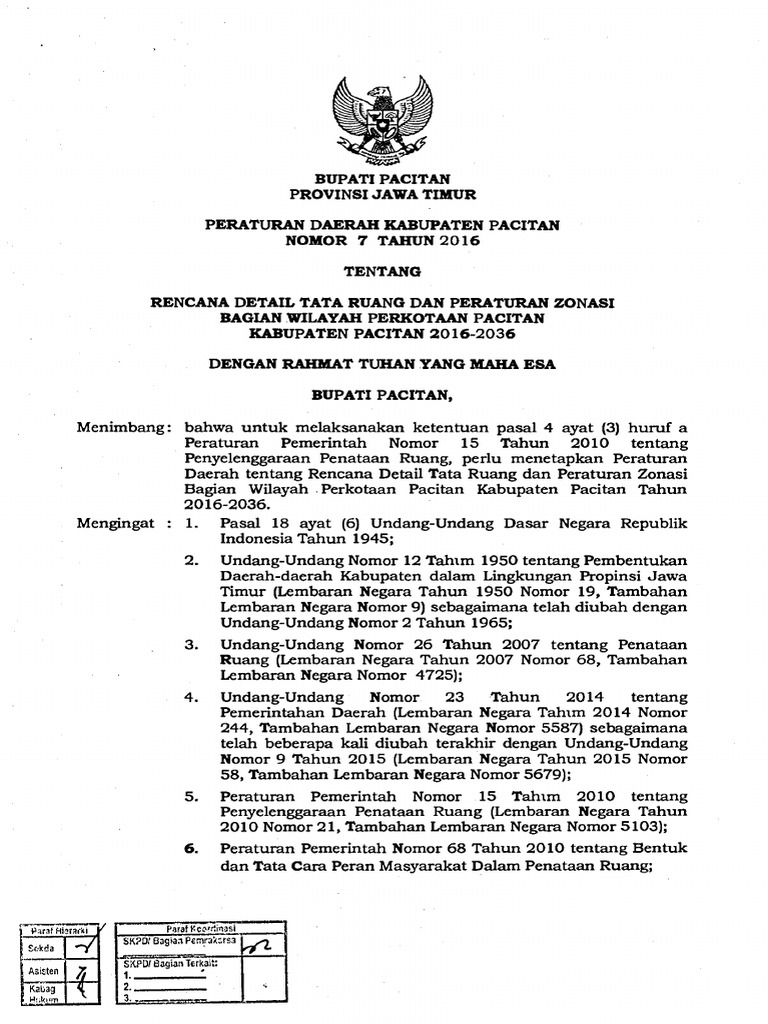 Perda No 007 Tahun 2016 00 Rencana Detail Tata Ruang | PDF