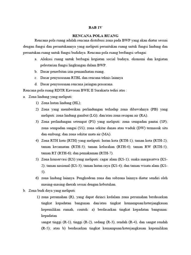 Draft Bab IV Rencana Pola Ruang | PDF