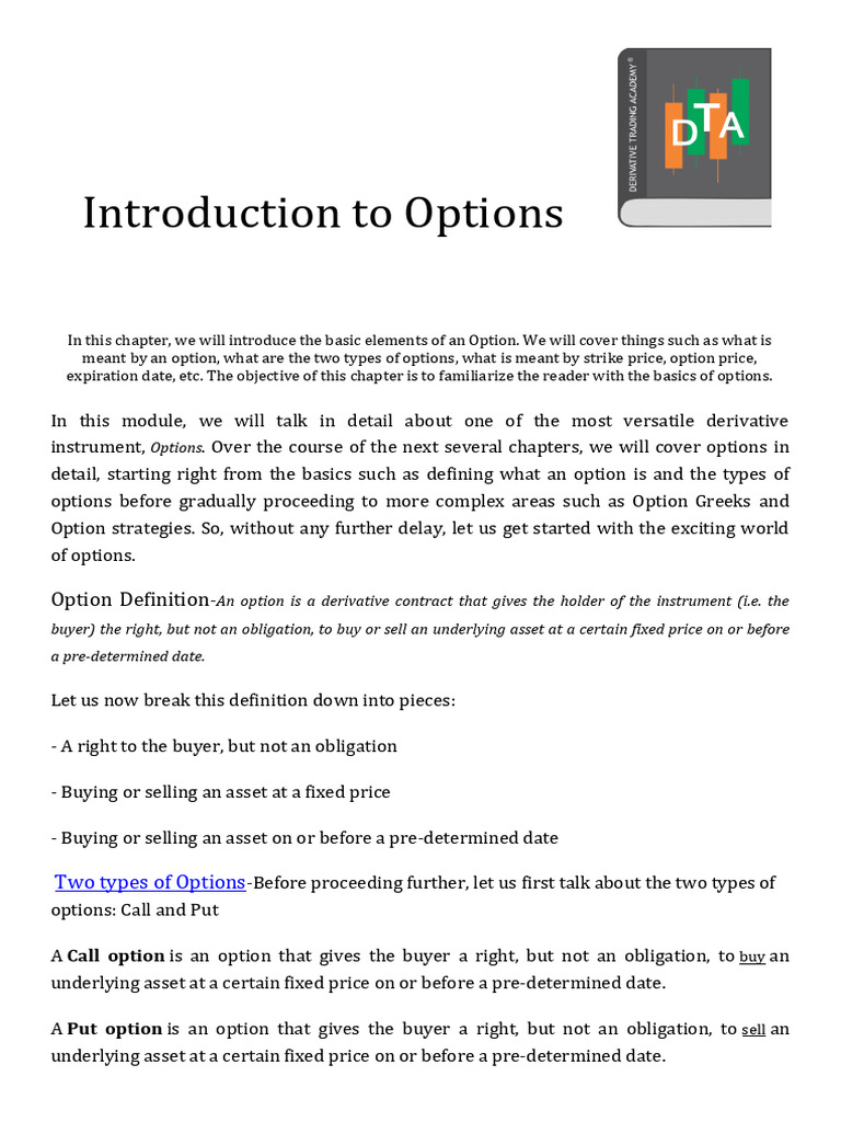 Introduction To Options & Open Interest PDF | PDF | Option (Finance) | Put Option