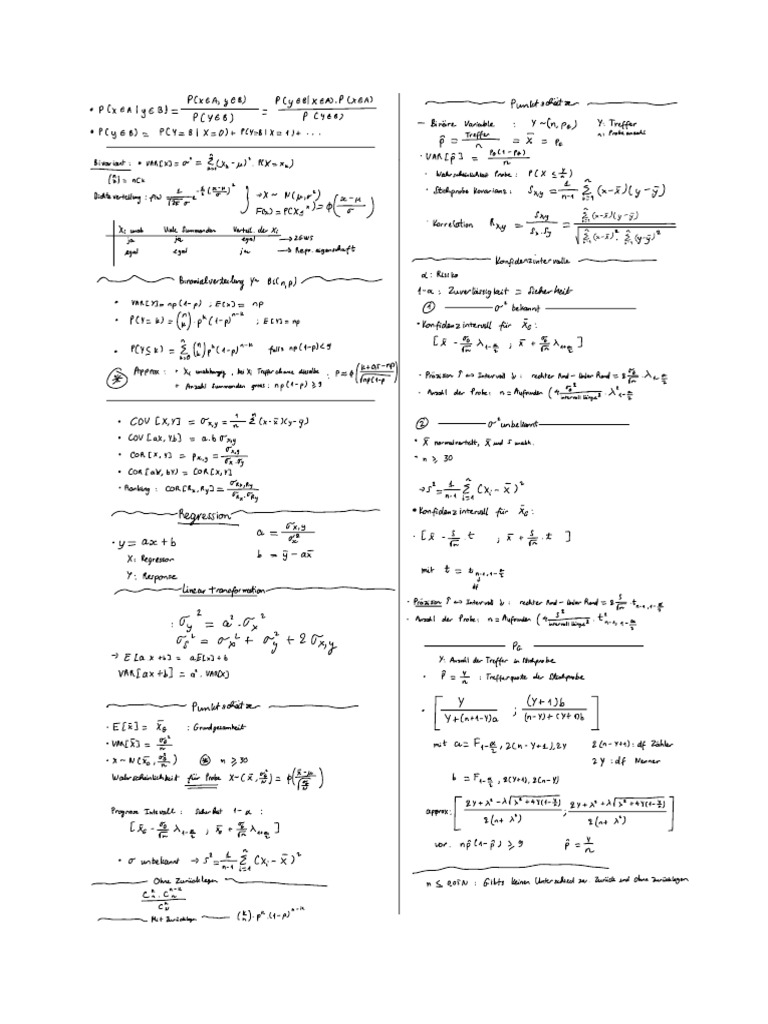 Formelsammlung Stat 2 | PDF