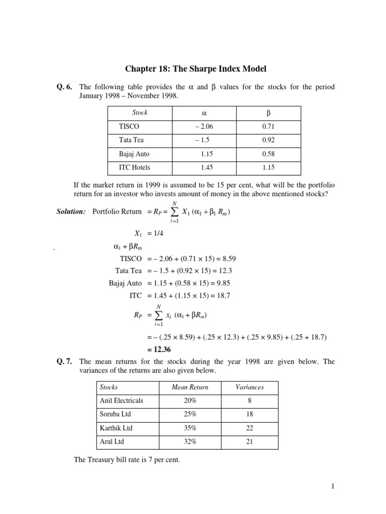 Chapter-18 The Sharpe Index Model | PDF Chapter-18 The Sharpe Index Model | PDF