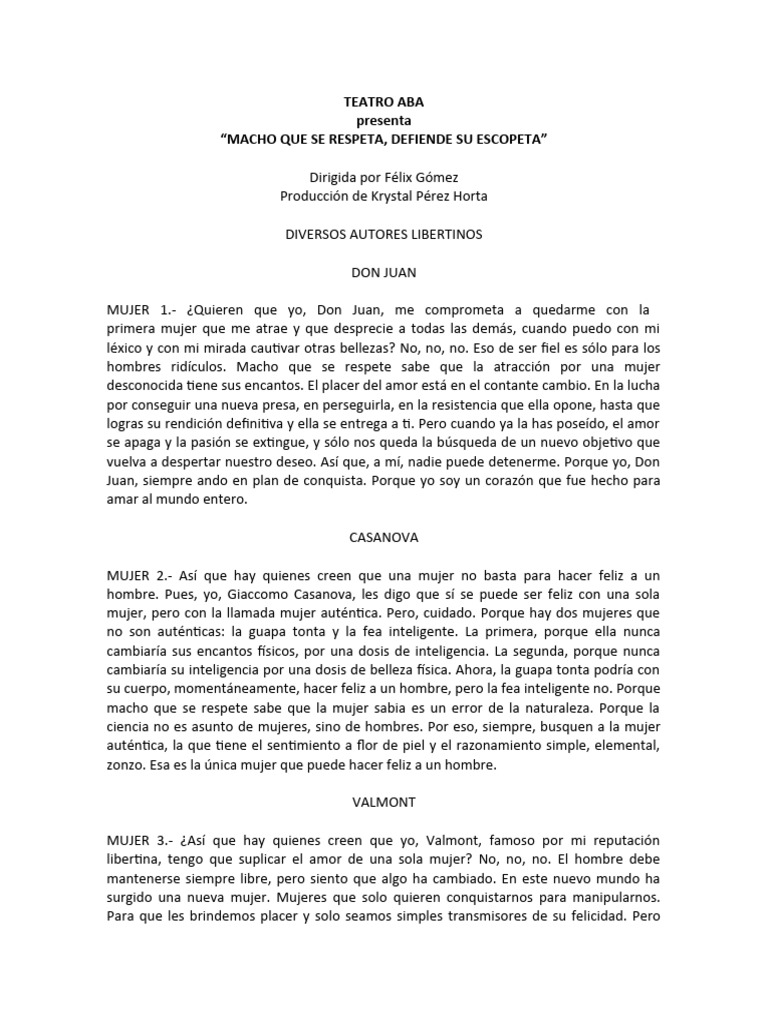Libreto Corregido Macho Que Se Respeta | PDF