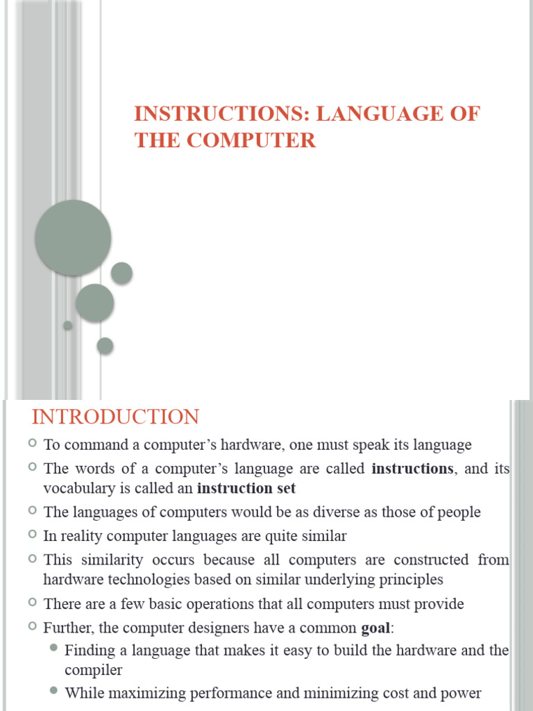 L1 - Instructions - Intro - Operations - Operands of The Computer | PDF | Office Equipment ...