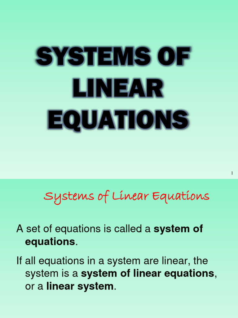 Understanding Linear Equation Systems | PDF