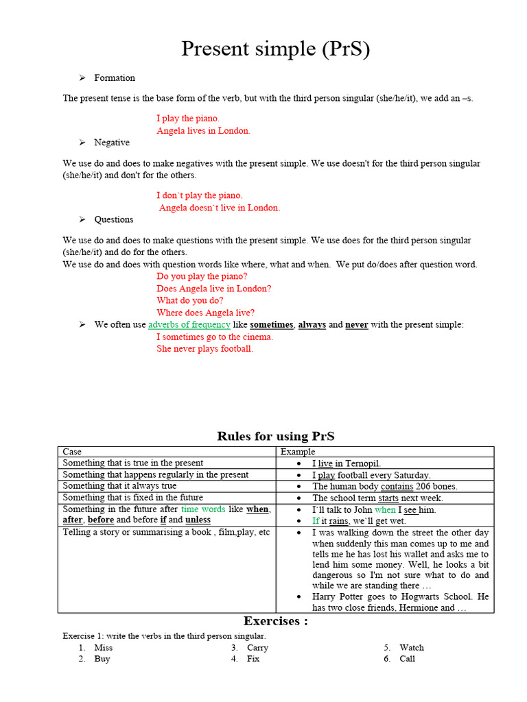 Present Simple | PDF