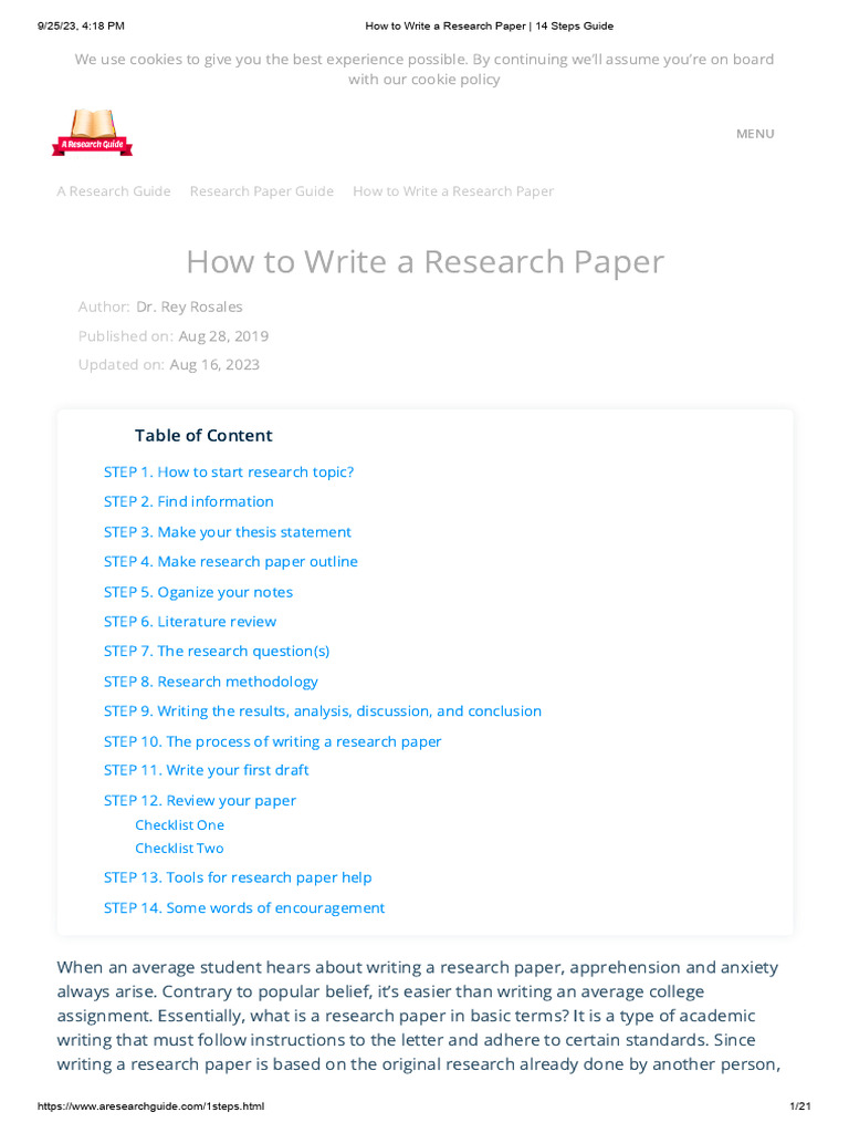 14 Steps to Write a Research Paper | PDF
