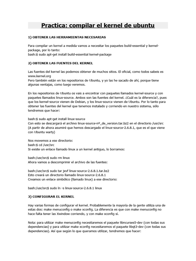 Compilación del Kernel en Ubuntu | PDF | Ingeniería de software | Contenido libre