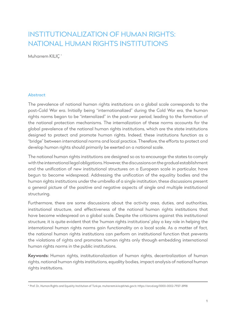 Institutionalization of Human Rights | PDF | Human Rights | Institution