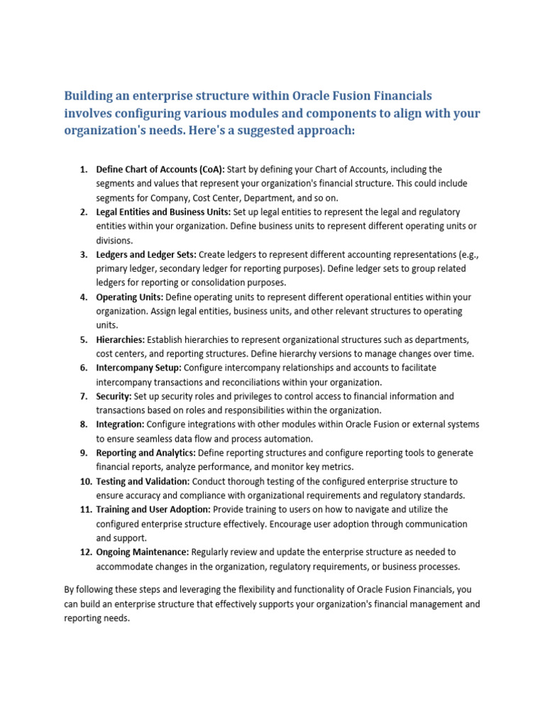 Building An Enterprise Structure Within Oracle Fusion Financials ... Building An Enterprise Structure Within Oracle Fusion Financials ...