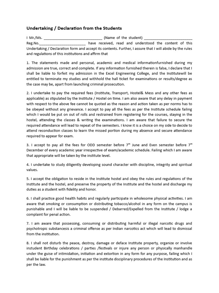 Undertaking and Declaration | PDF | Justice | Crime & Violence