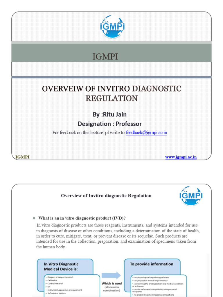 Igmpi: By:Ritu Jain Designation: Professor | PDF | Federal Food | Medical Device