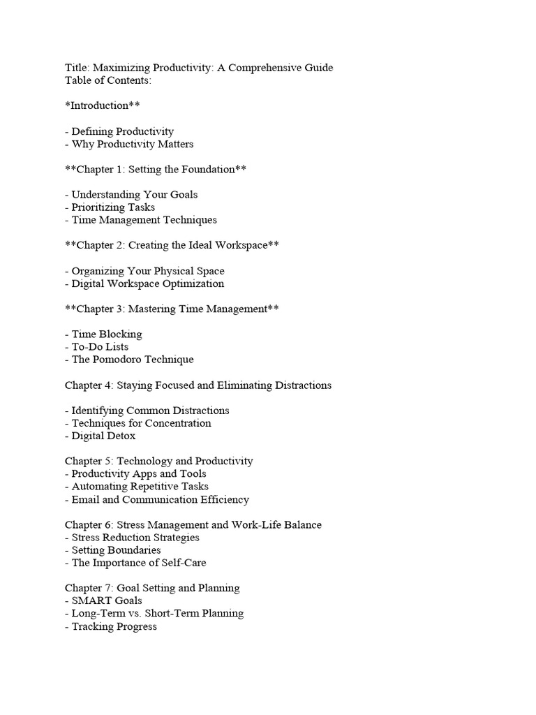 Maximizing Productivity - A Comprehensive Guide | PDF | Goal | Time ... Maximizing Productivity - A Comprehensive Guide | PDF | Goal | Time ...