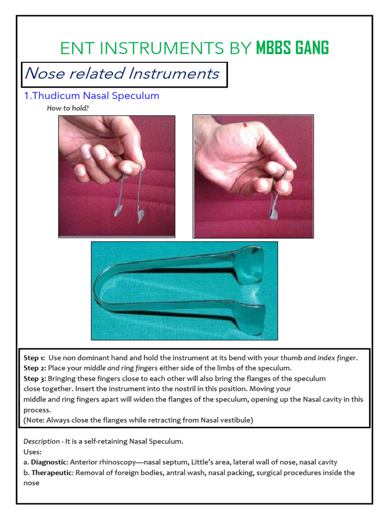 ENT Instruments | PDF | Human Nose | Larynx