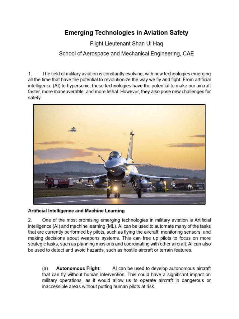 Emerging Technologies in Aviation Safety | PDF | Aviation Safety | Aviation
